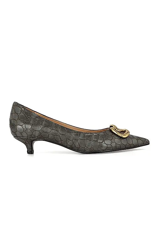 Grey Croco Textured Pointed Toe Heels – Rosso Brunello Leathers Pvt. Ltd.