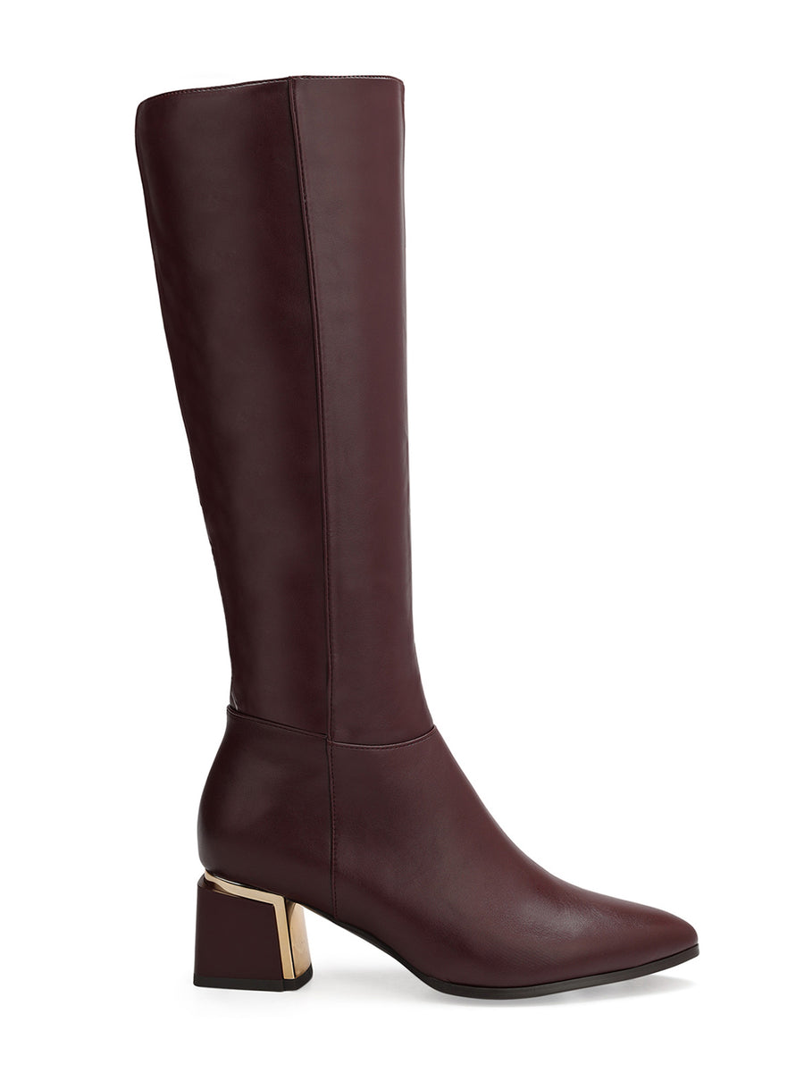 Burgundy Leather Knee High Boots – Rosso Brunello Leathers Pvt. Ltd.