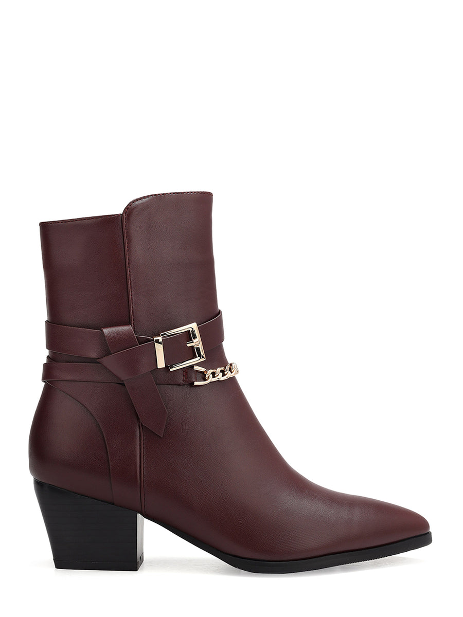 Burgundy Ankle Boots With Gold Embellishment – Rosso Brunello Leathers ...
