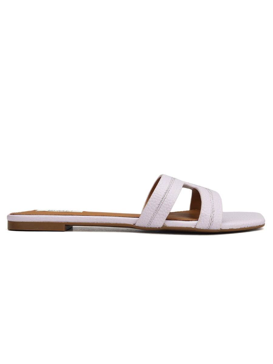 Lilac Textured Leather Sliders – Rosso Brunello Leathers Pvt. Ltd.