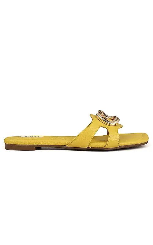Mustard Leather Flats With Buckle – Rosso Brunello Leathers Pvt. Ltd.