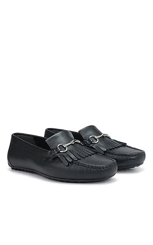 Black Moccasins With Buckle – Rosso Brunello Leathers Pvt. Ltd.