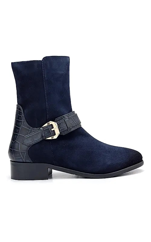 Blue Suede Leather Ankle Boots – Rosso Brunello Leathers Pvt. Ltd.