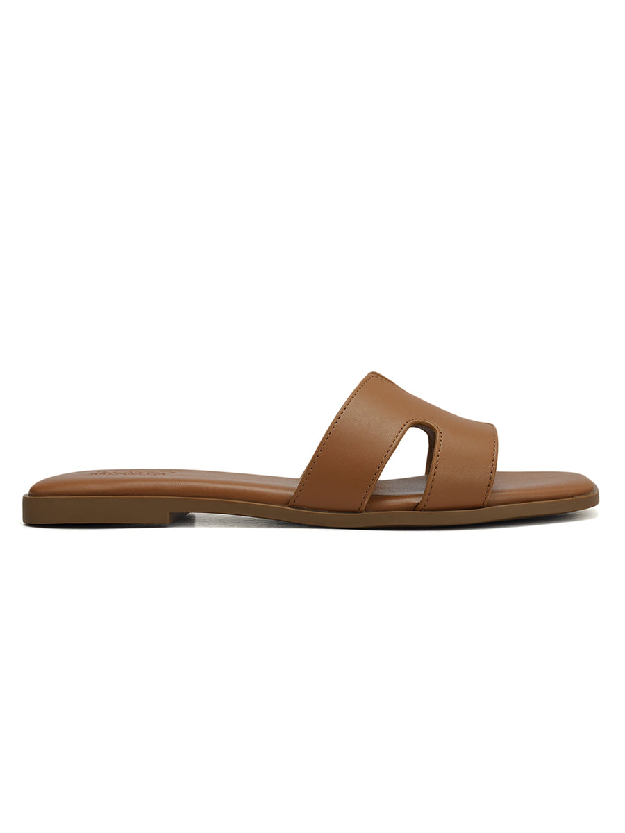 Tan Curve Sliders – Rosso Brunello Leathers Pvt. Ltd.