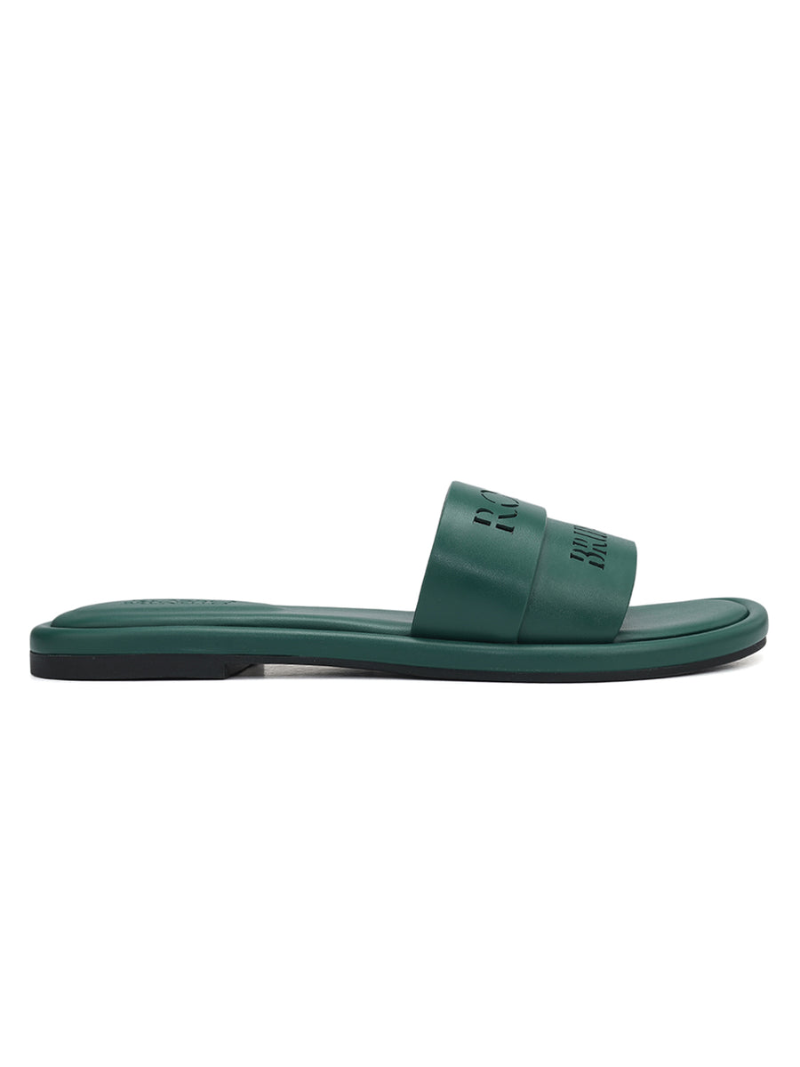 Green Leather Slides – Rosso Brunello Leathers Pvt. Ltd.