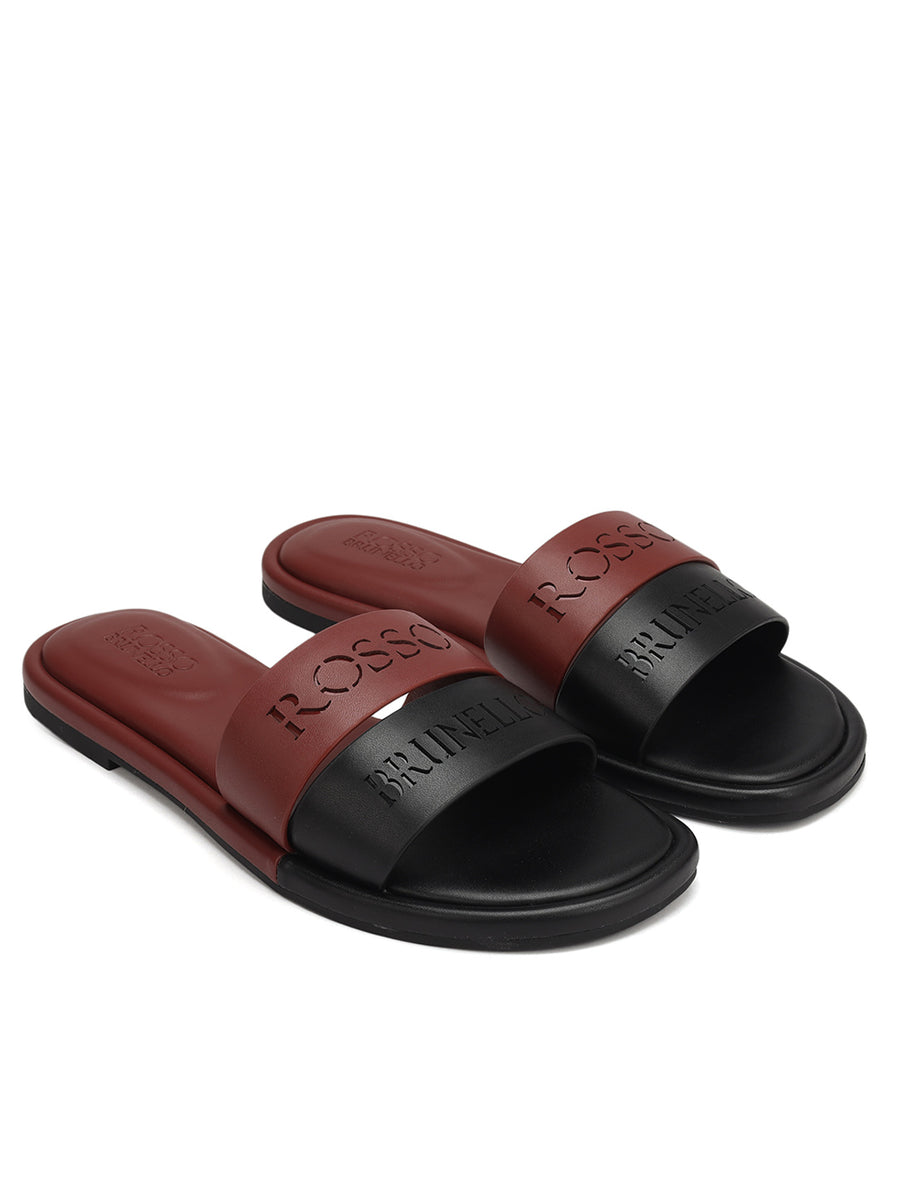 Burgundy Leather Slides – Rosso Brunello Leathers Pvt. Ltd.