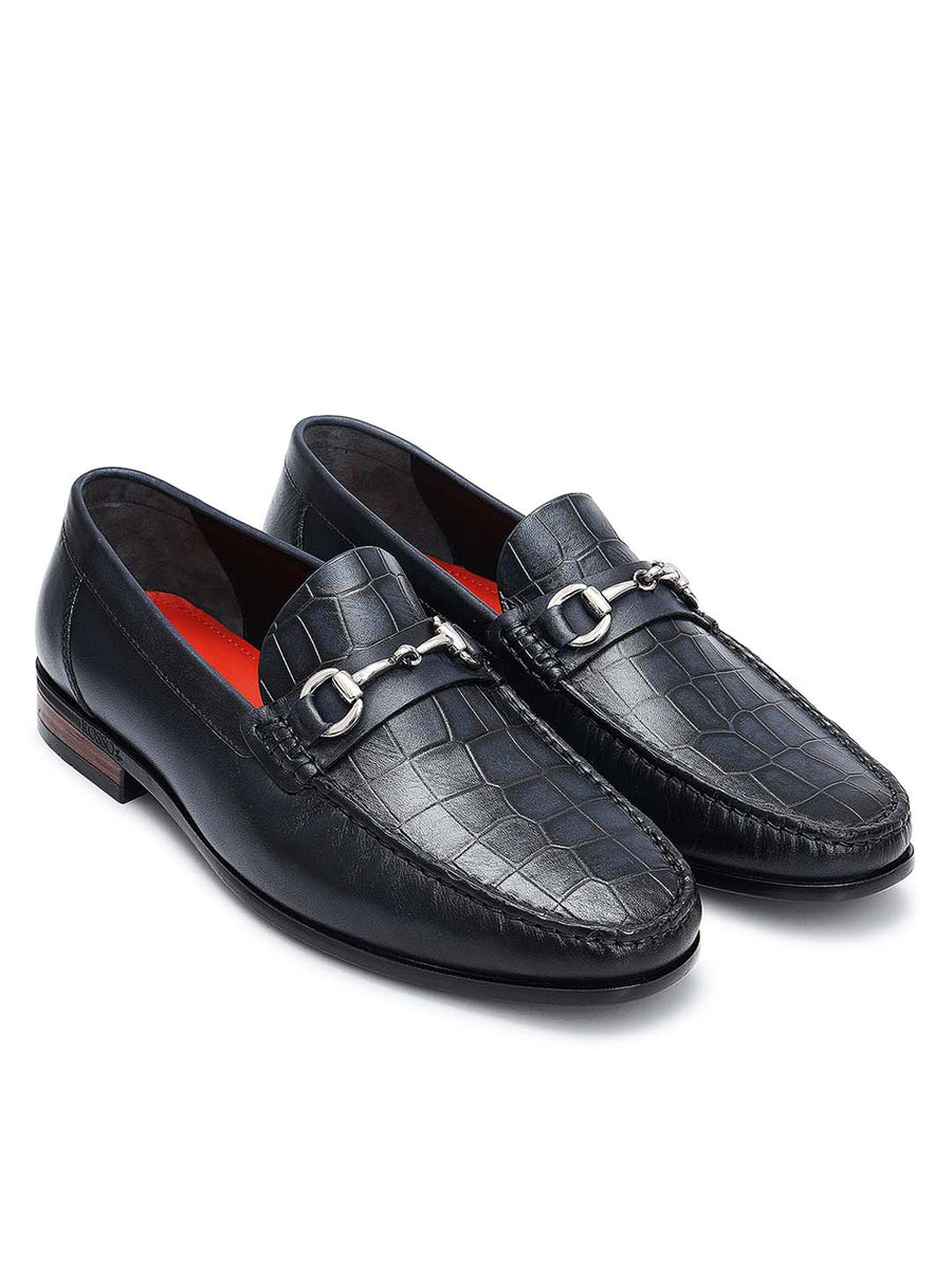 Blue Croco Textured Loafers – Rosso Brunello Leathers Pvt. Ltd.