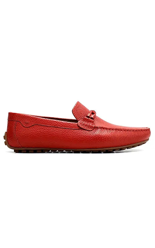 Red Moccasins With Braided Panel On Top – Rosso Brunello Leathers Pvt. Ltd.