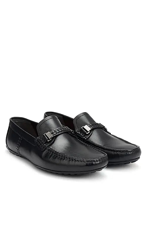 Black leather Moccasins With Panel – Rosso Brunello Leathers Pvt. Ltd.