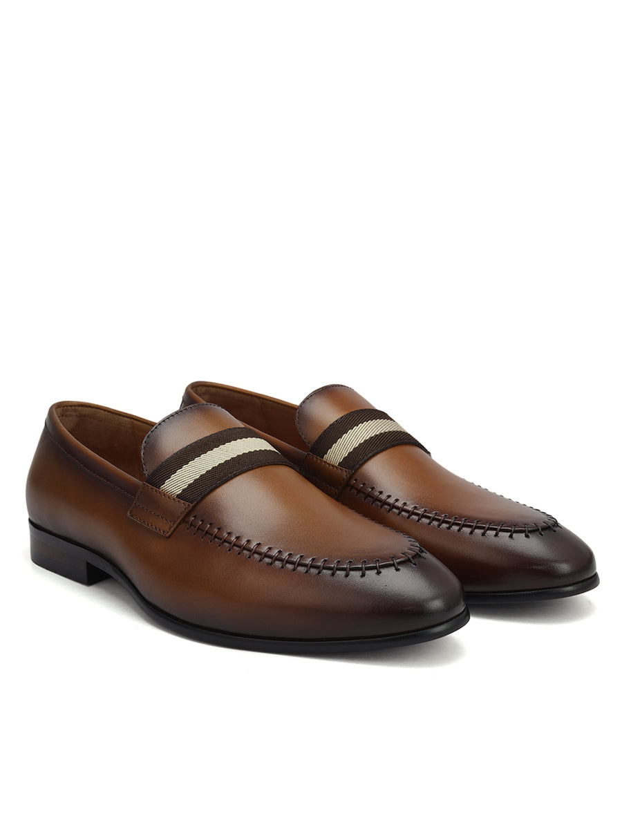 Tan Loafers With Contrast Panel – Rosso Brunello Leathers Pvt. Ltd.