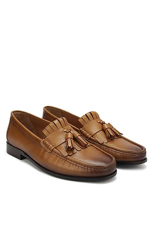 Tan Loafers With Tassels – Rosso Brunello Leathers Pvt. Ltd.