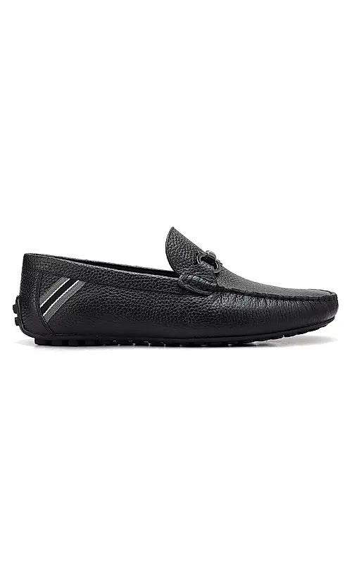 Black Moccasins With Metal Buckle – Rosso Brunello Leathers Pvt. Ltd.